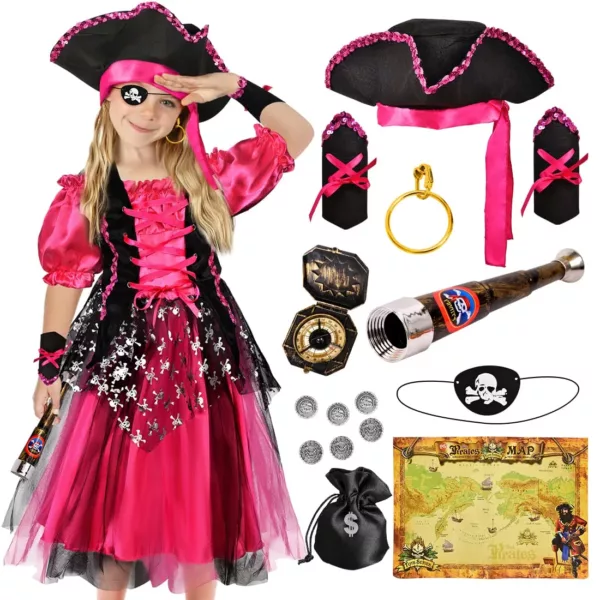 Deluxe Girls Pirate Princess Costume Set with Accessories ...