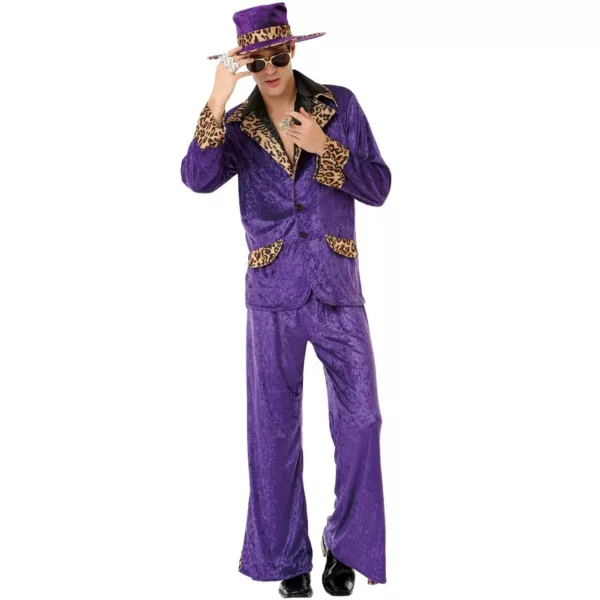 Purple 70s Pimp Costume for Men – Adult Halloween Outfit with Jacket ...