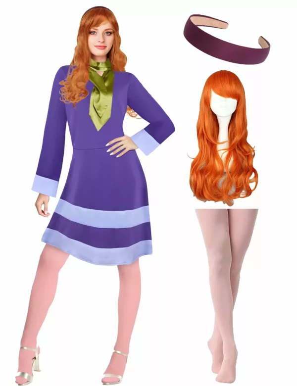 Scooby Doo Cos Daphne Dress Costume Set with Accessories – costumevista.com